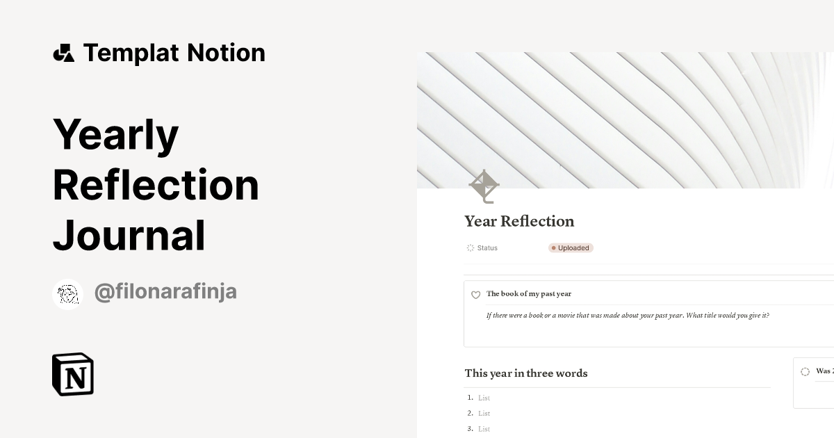 Yearly Reflection Journal Templat oleh Finja | Notion Marketplace