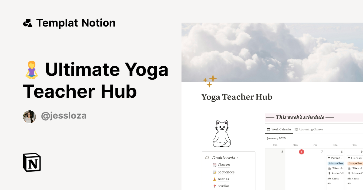 Templat 🧘‍♀️ Ultimate Yoga Teacher Hub | Notion Marketplace