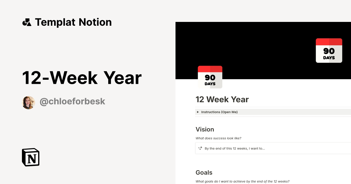 12-Week Year Templat oleh Chloë Forbes-Kindlen | Notion Marketplace