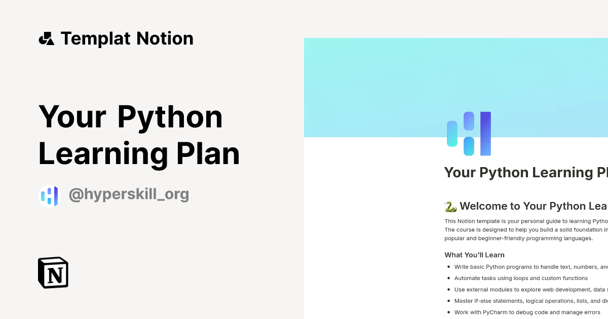 Templat Your Python Learning Plan | Notion Marketplace