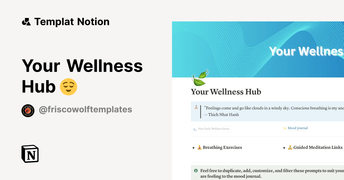 Templat Your Wellness Hub 😌 | Notion Marketplace