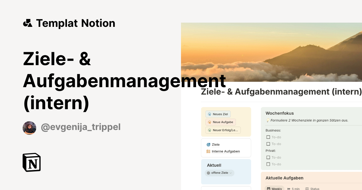 Templat Ziele- & Aufgabenmanagement (intern) | Notion Marketplace