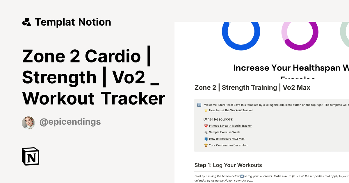Zone 2 Cardio | Strength | Vo2 _ Workout Tracker Templat oleh Monet ...