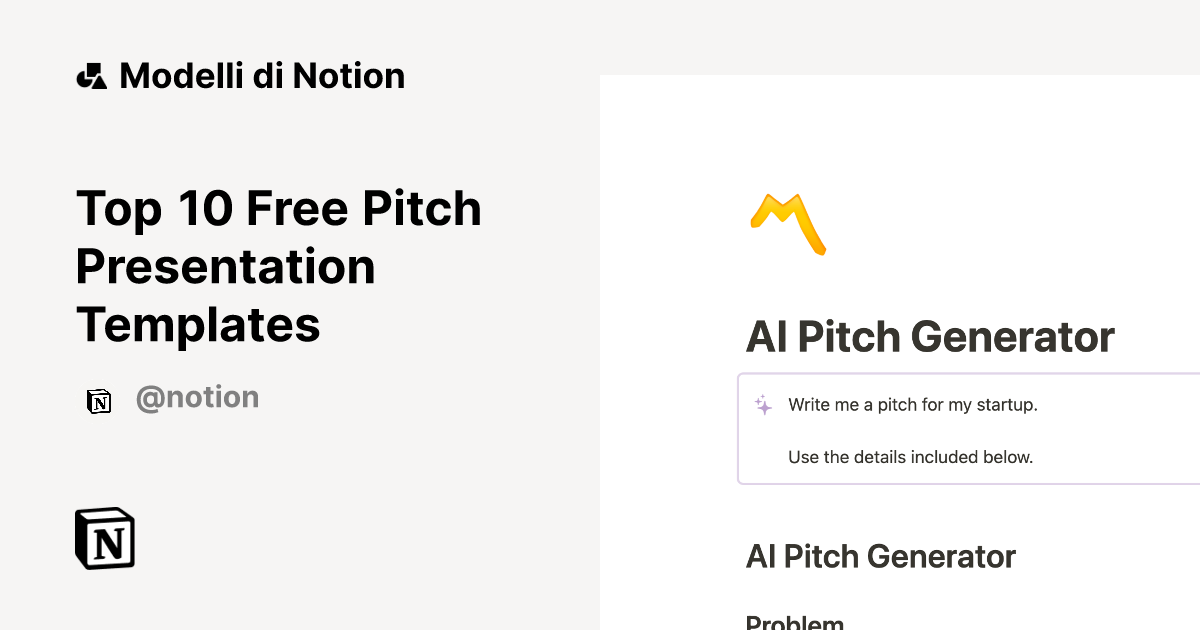 Top 10 Free Pitch Presentation Templates | Marketplace dei modelli Notion