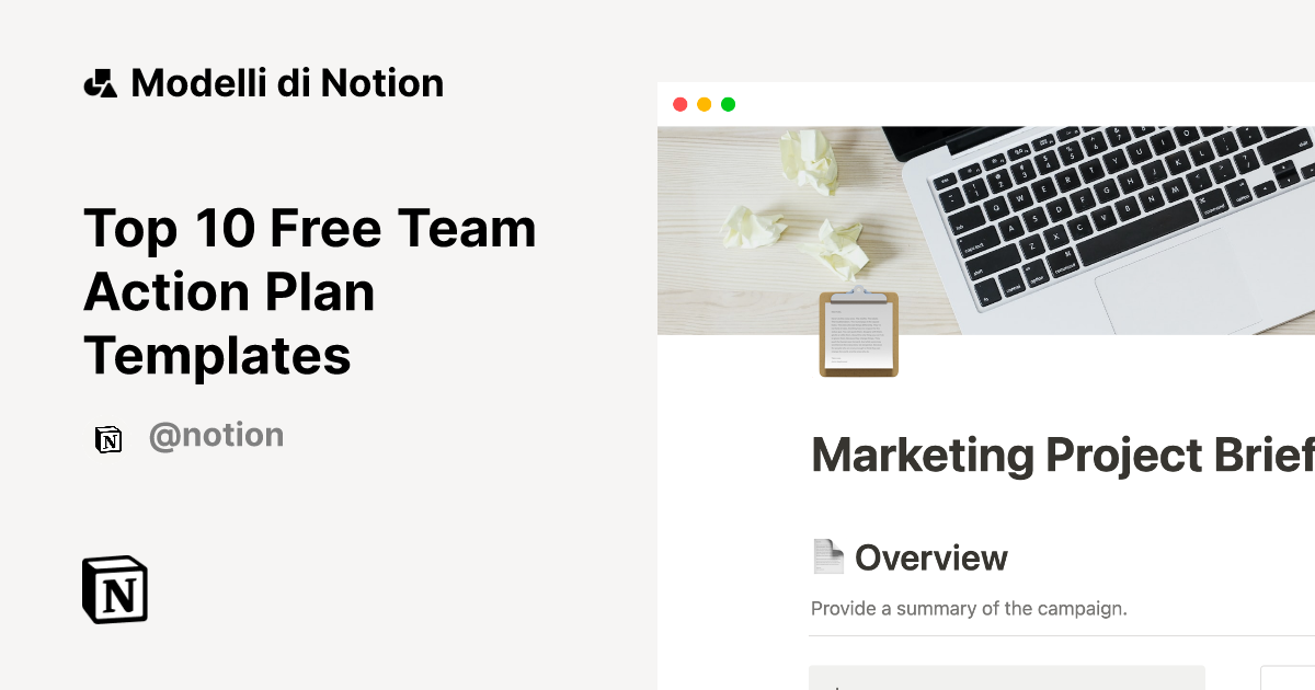 Top 10 Free Team Action Plan Templates | Marketplace dei modelli Notion