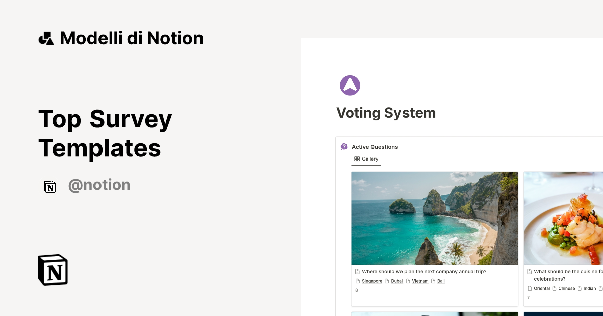 Top Survey Templates | Marketplace dei modelli Notion