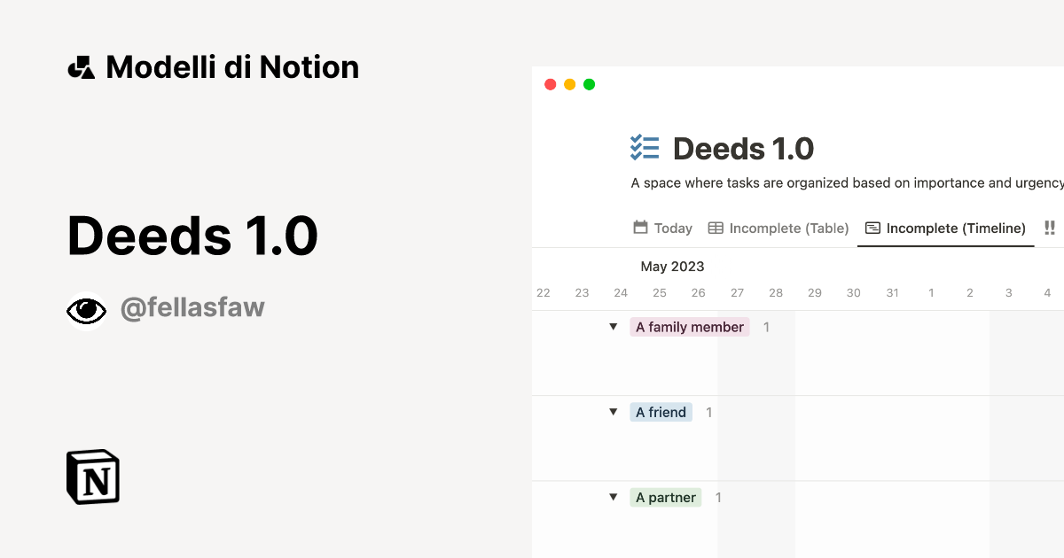 Modello Deeds 1.0 di Fellasfaw | Marketplace Notion
