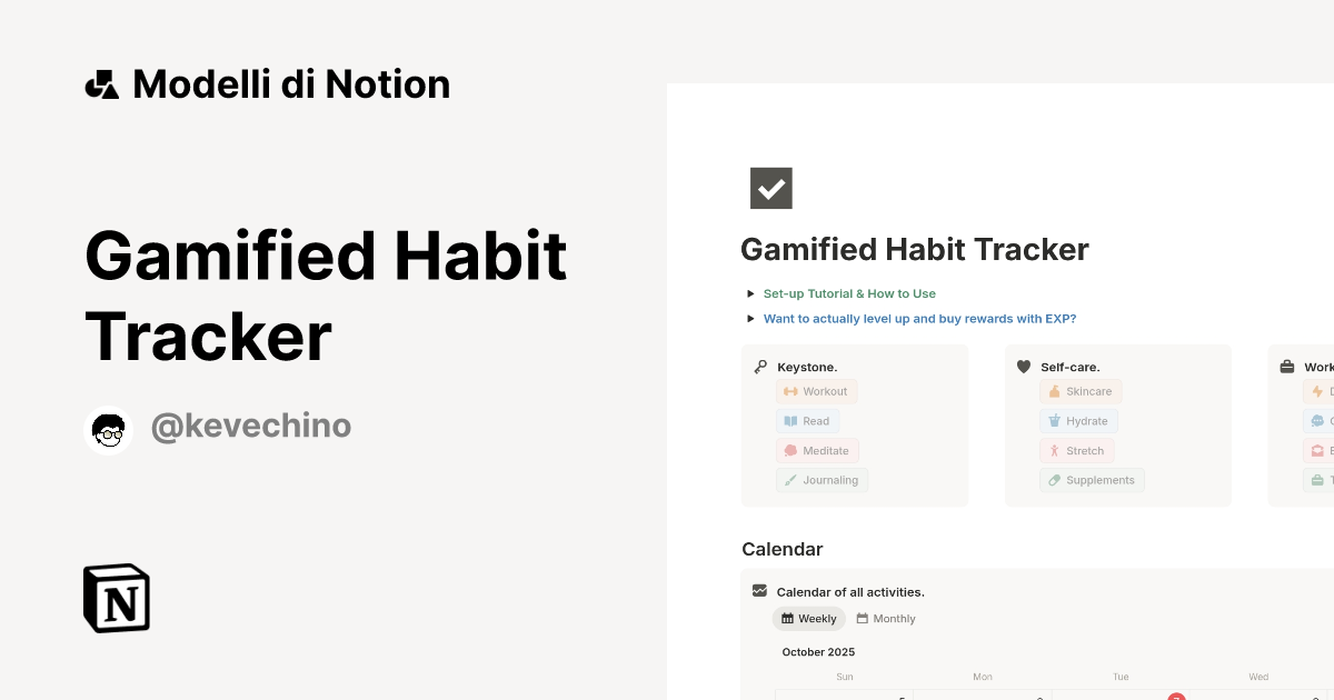 Modello Gamified Habit Tracker | Marketplace Notion