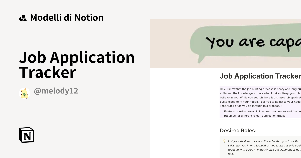 Modello Job Application Tracker | Marketplace Notion