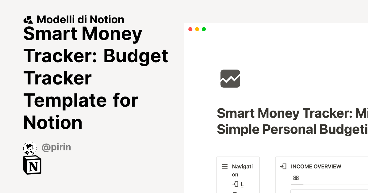 Modello Smart Money Tracker: Budget Tracker Template for Notion ...