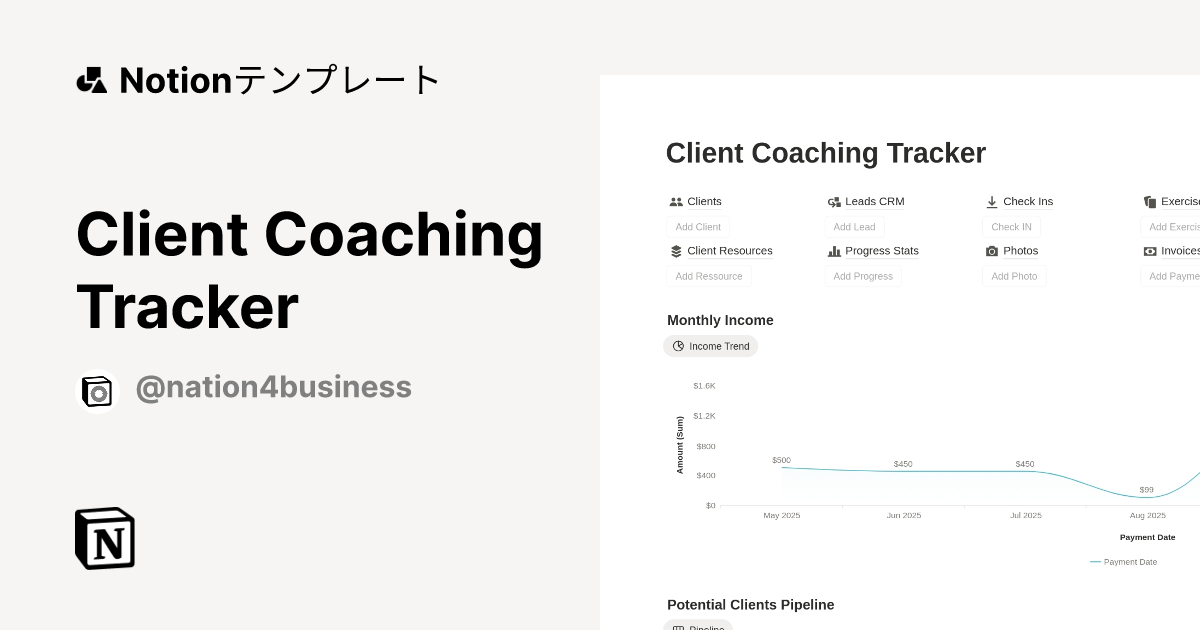 Client Coaching Trackerテンプレート | Notion (ノーション)マーケットプレイス