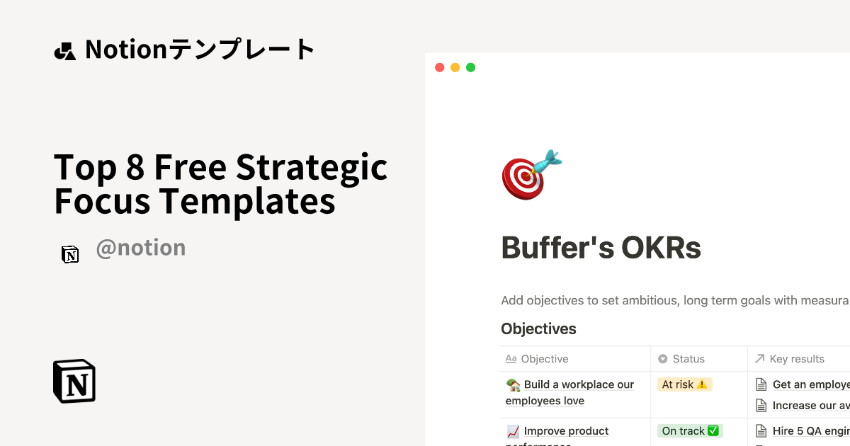 Top 8 Free Strategic Focus Templates | Notion (ノーション)テンプレートマーケットプレイス