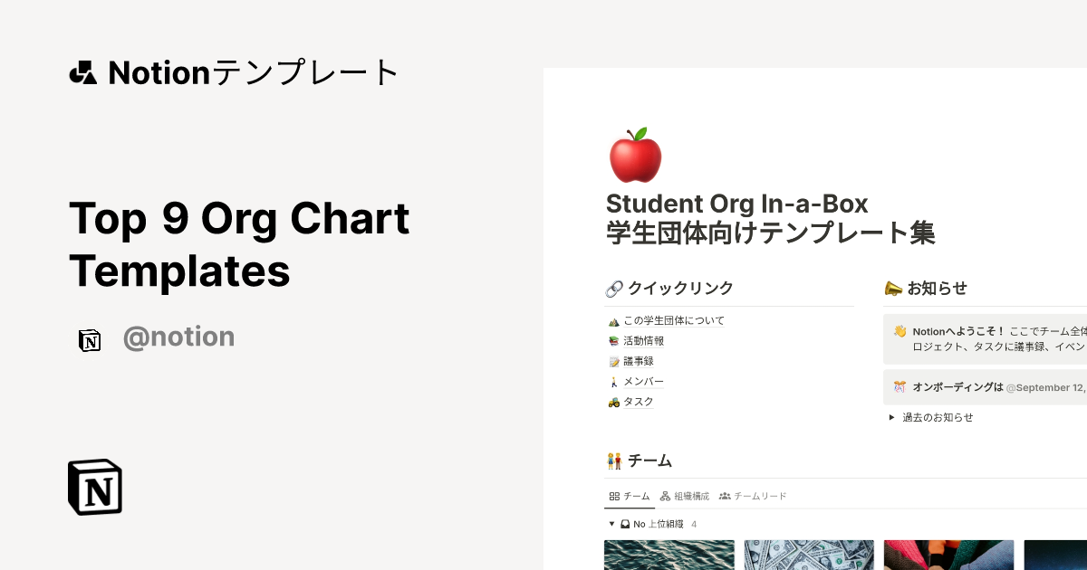Top 9 Org Chart Templates | Notion (ノーション)テンプレートマーケットプレイス