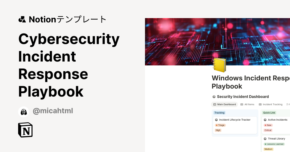 Cybersecurity Incident Response Playbookテンプレート | Notion (ノーション)マーケットプレイス