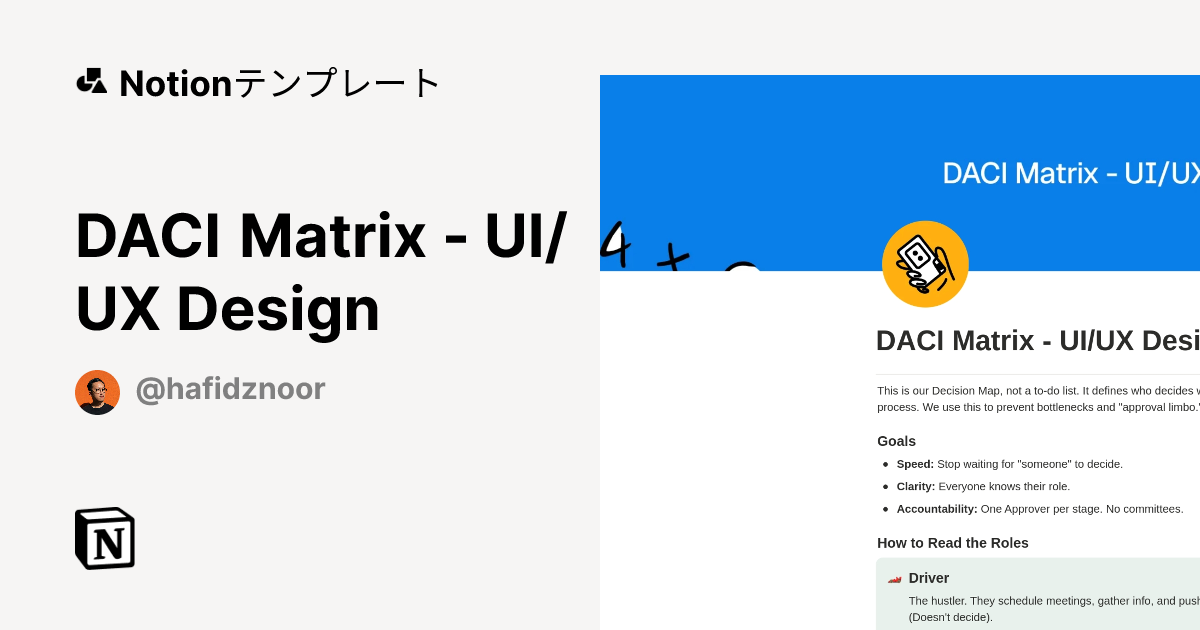 DACI Matrix - UI/UX Designテンプレート | Notion (ノーション)マーケットプレイス