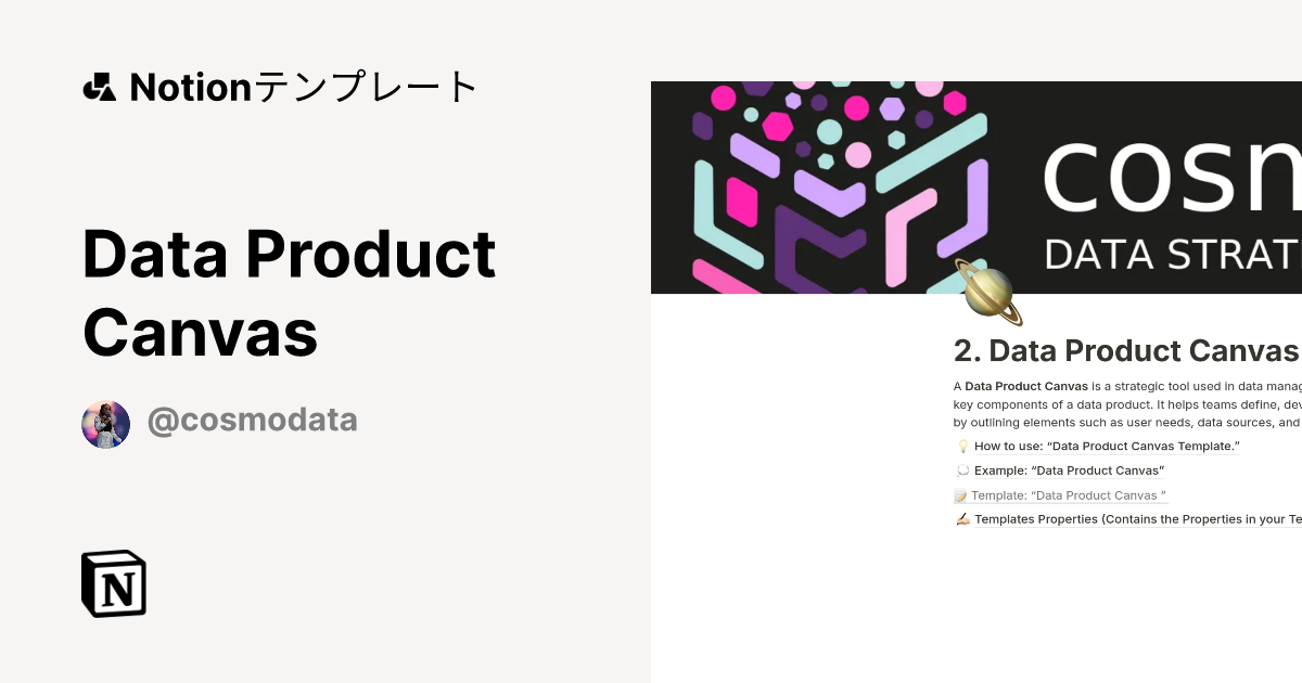 Data Product Canvasテンプレート | Notion (ノーション)マーケットプレイス