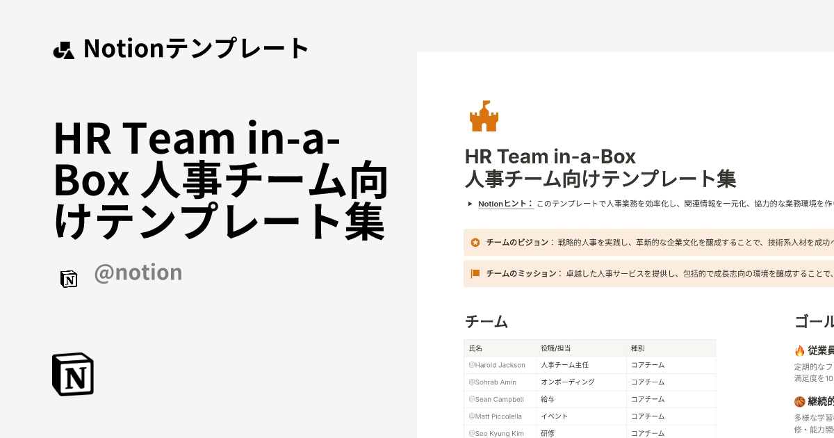 HR Team in-a-Box 人事チーム向けテンプレート集 2025テンプレート | Notion (ノーション)マーケットプレイス