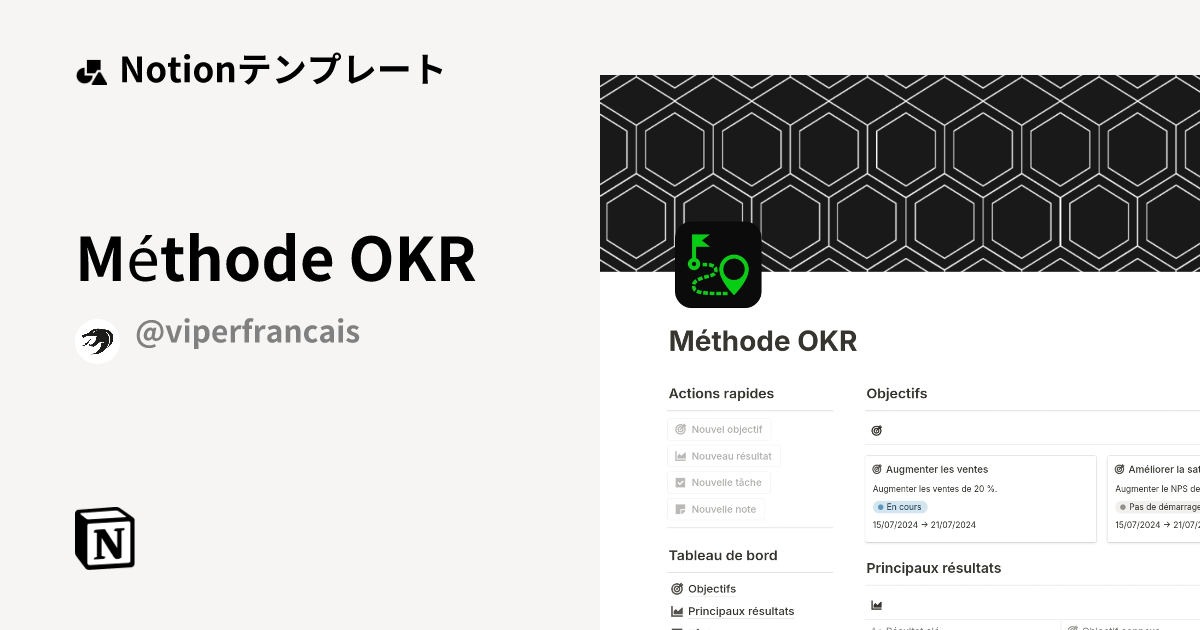 Méthode OKRテンプレート | Notion (ノーション)マーケットプレイス