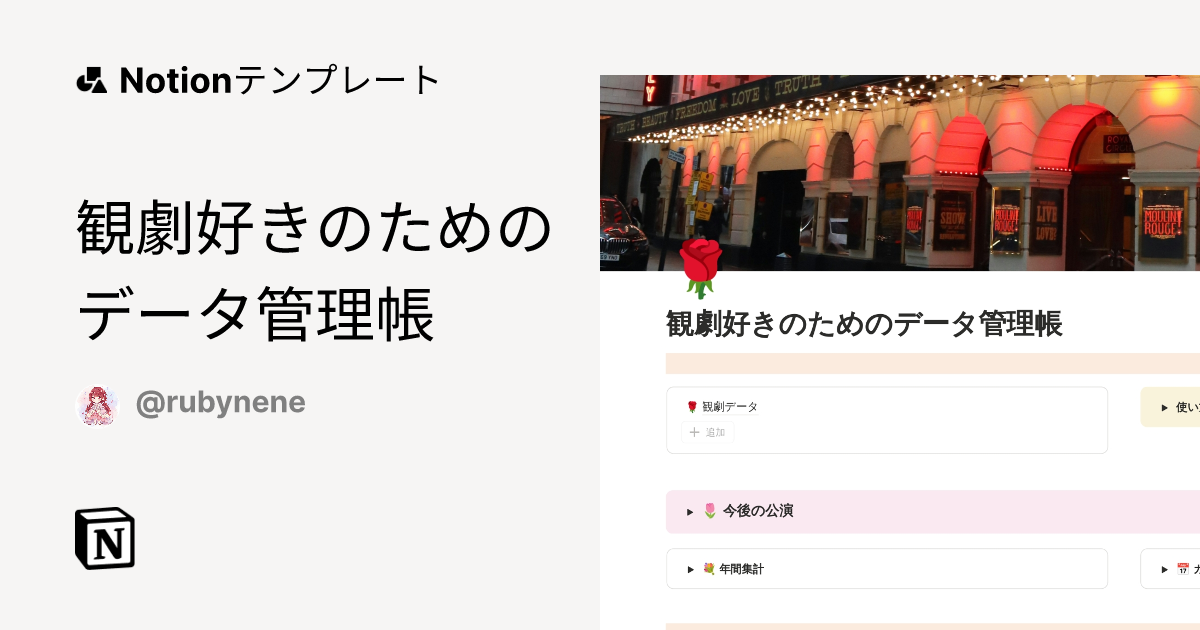 My Theater Lifeテンプレート・作成者：Ruby Nathan | Notion (ノーション)マーケットプレイス