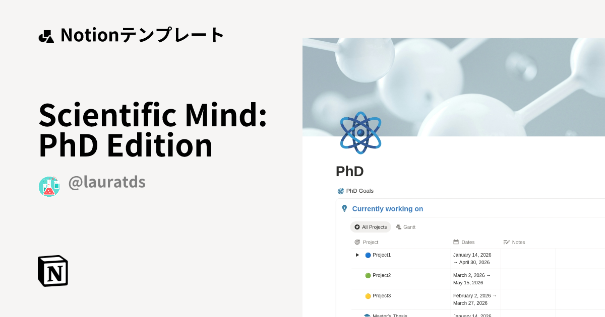 Scientific Mind: PhD Editionテンプレート | Notion (ノーション)マーケットプレイス