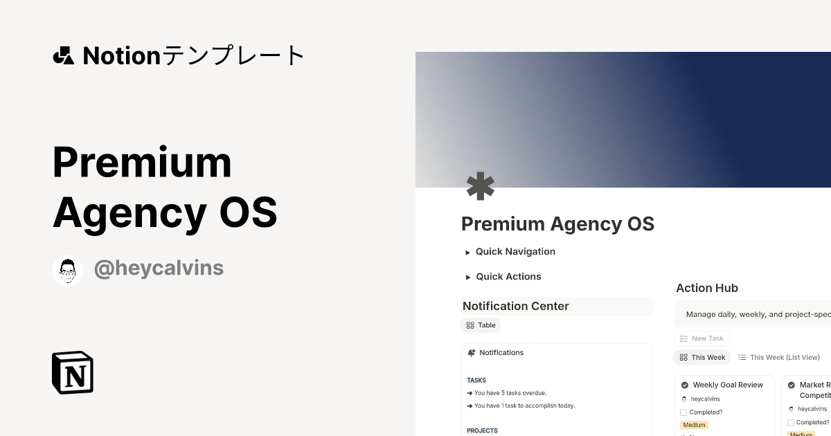 Premium Agency OSテンプレート | Notion (ノーション)マーケットプレイス