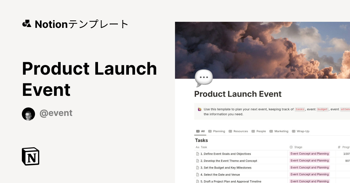 Product Launch Eventテンプレート | Notion (ノーション)マーケットプレイス