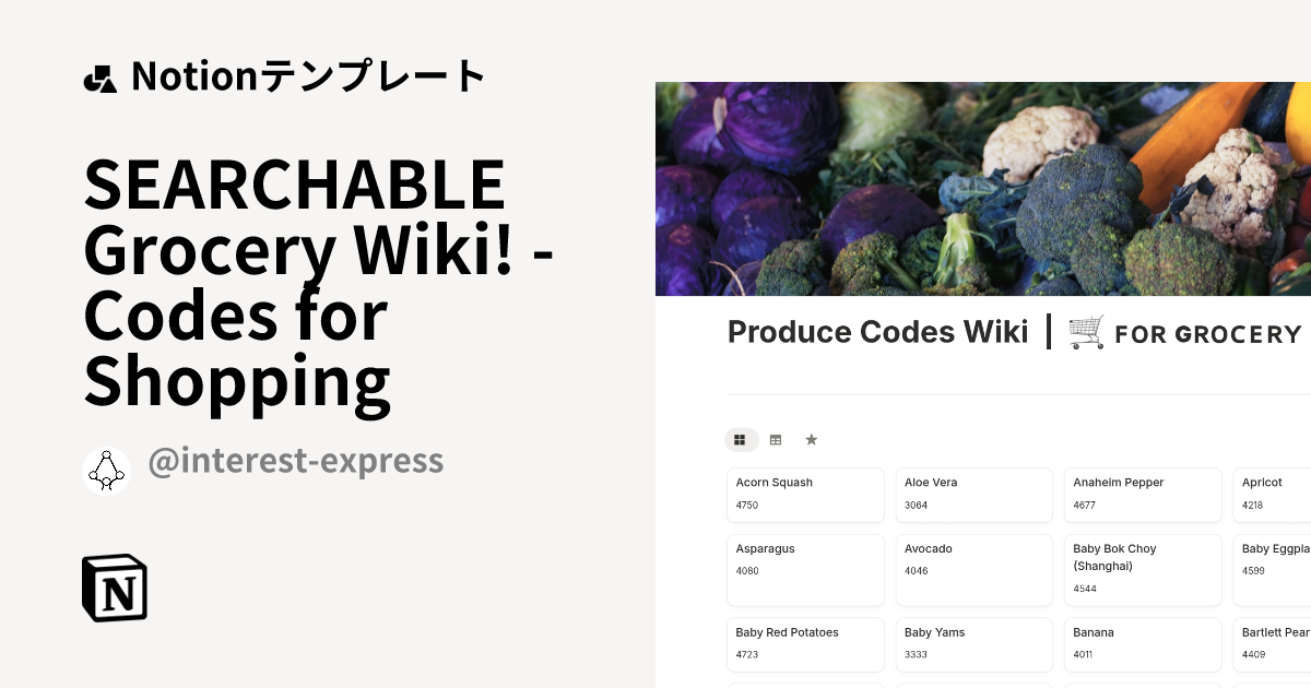SEARCHABLE Grocery Wiki! - PLU Codes for Shoppingテンプレート | Notion (ノーション ...