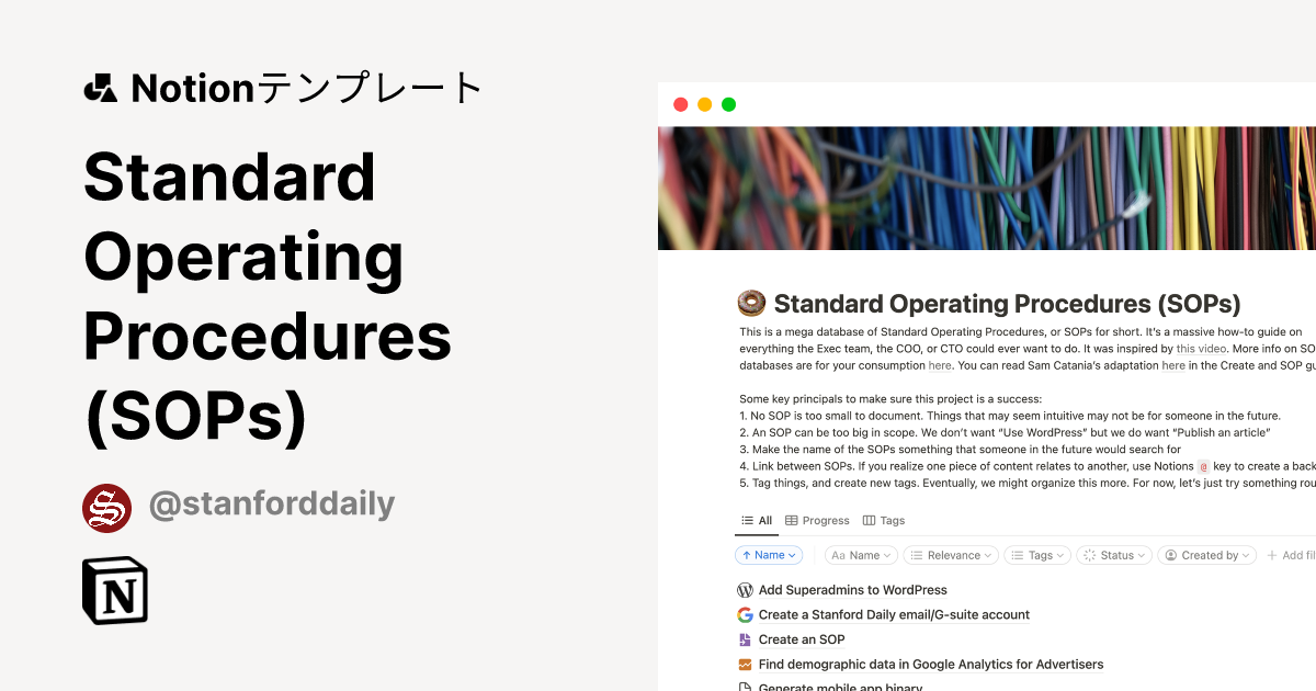 Standard Operating Procedures (SOPs)テンプレート・作成者：The Stanford Daily ...