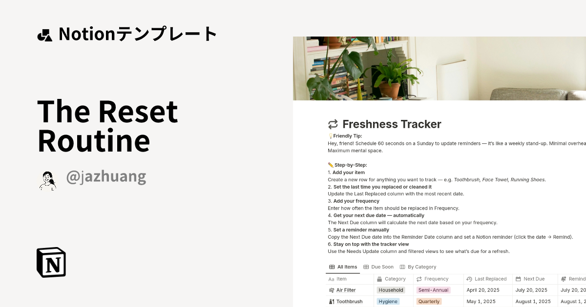 The Reset Routineテンプレート | Notion (ノーション)マーケットプレイス