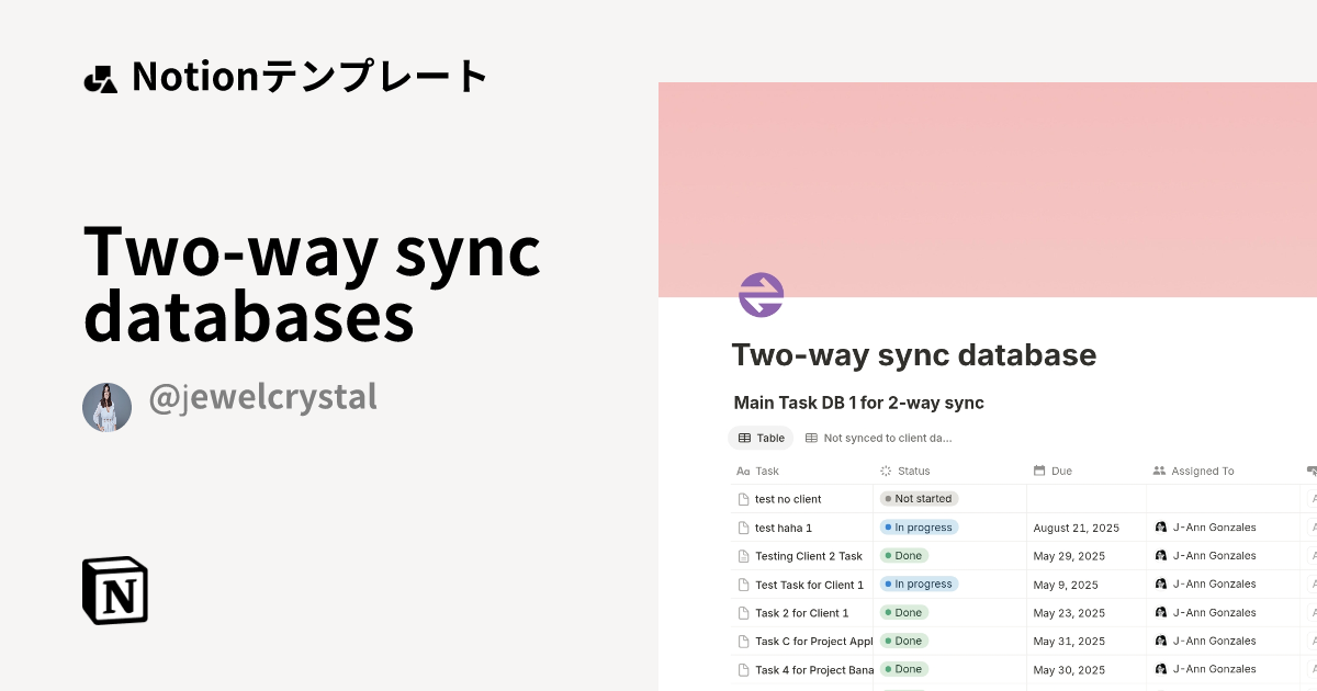 Two-way sync databasesテンプレート | Notion (ノーション)マーケットプレイス