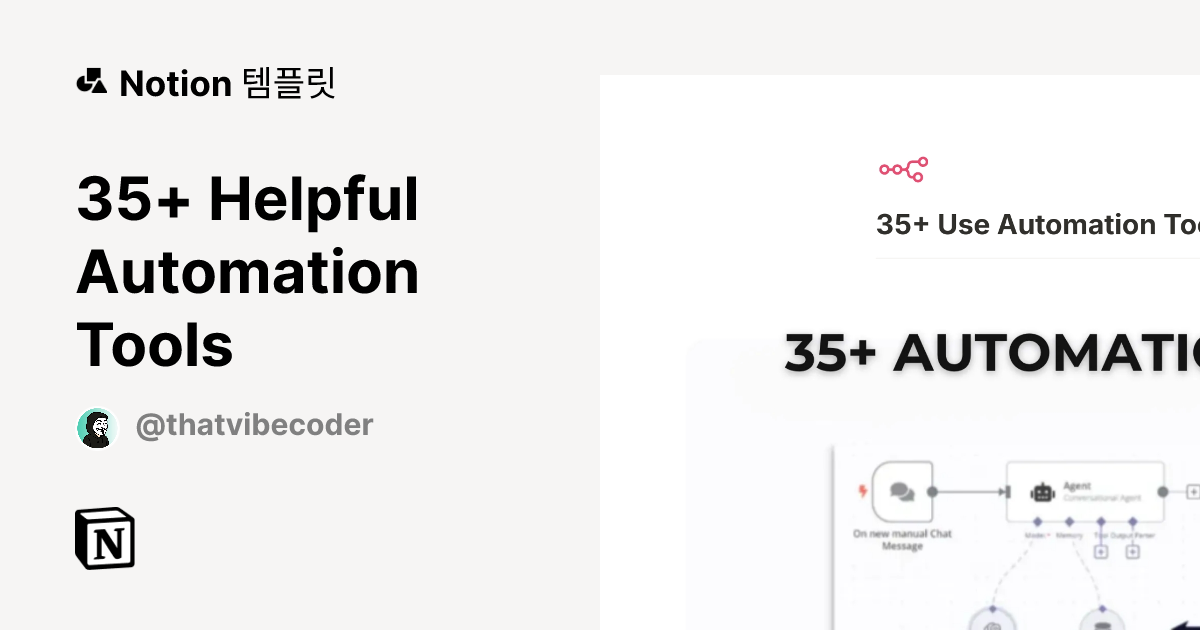 35+ Helpful Automation Tools 템플릿 제작자 That Vibe Coder | Notion (노션) 마켓플레이스