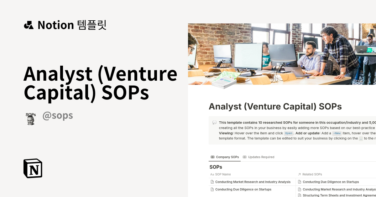 Analyst (Venture Capital) SOPs 템플릿 | Notion (노션) 마켓플레이스