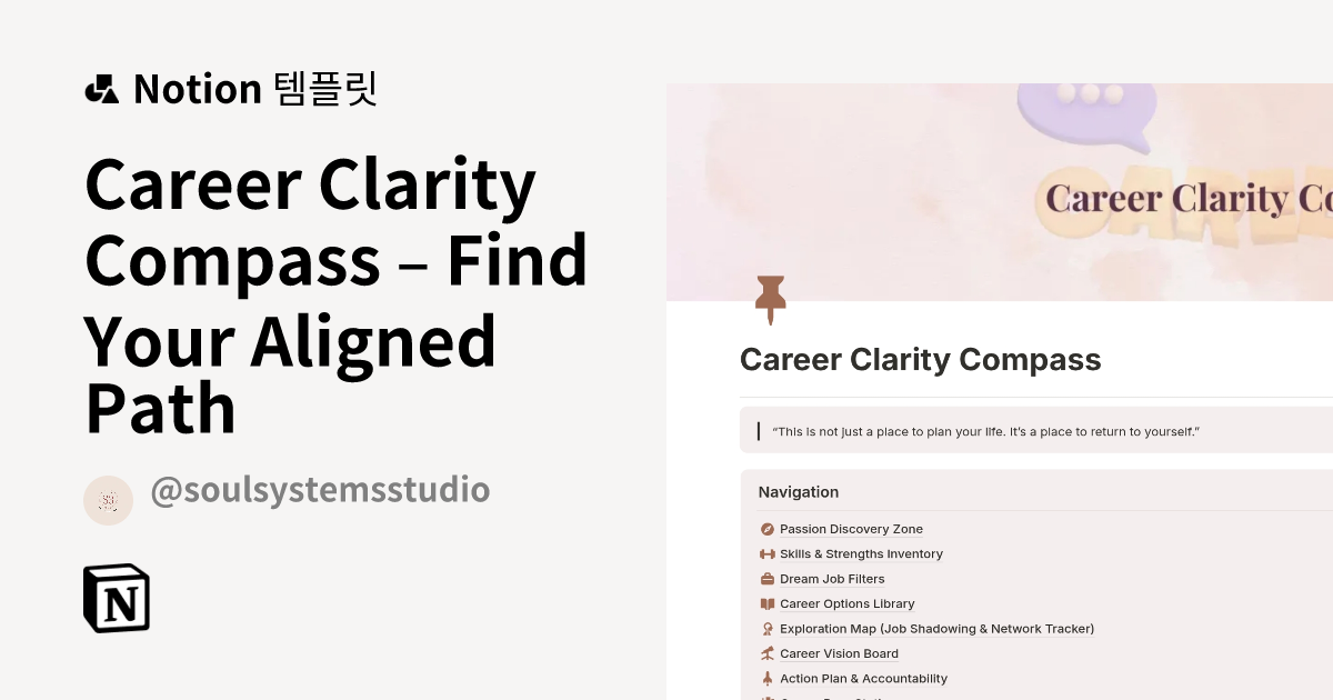 Career Clarity Compass – Find Your Aligned Path 템플릿 | Notion (노션) 마켓플레이스