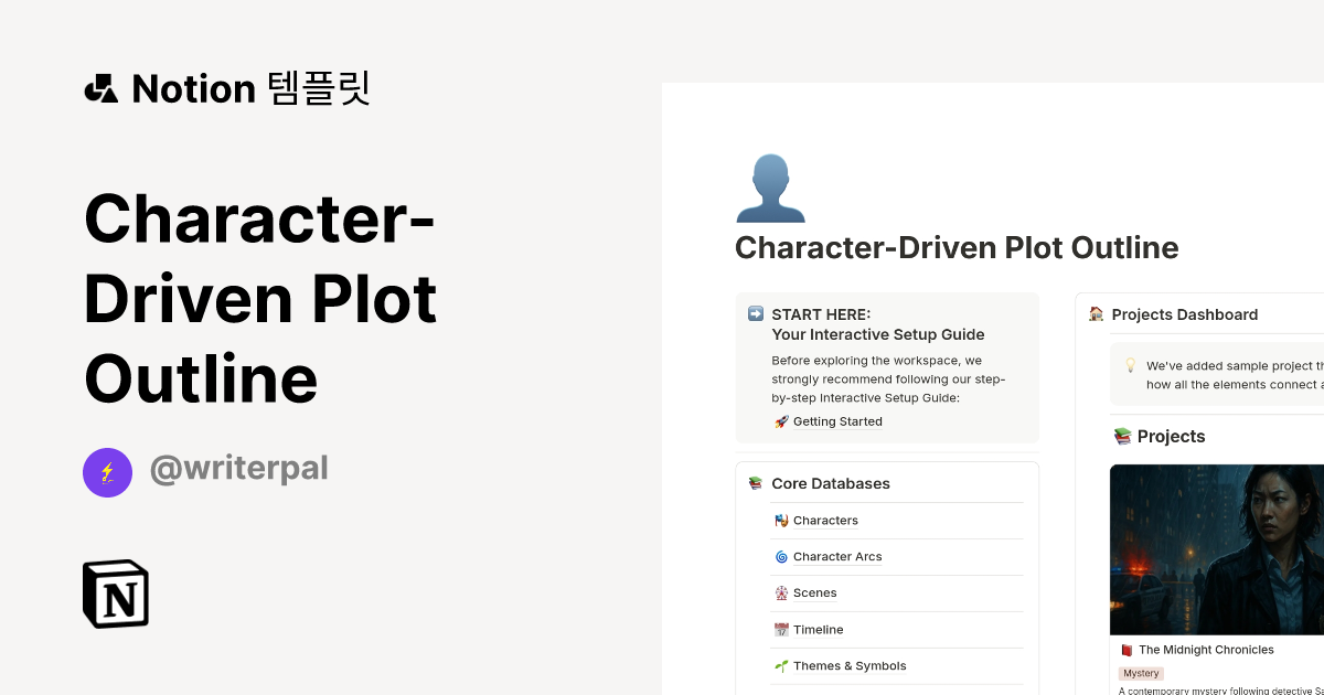 Character-Driven Plot Outline 템플릿 제작자 writerpal | Notion (노션) 마켓플레이스