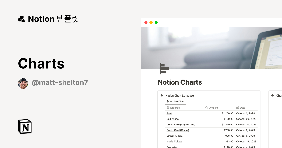 Charts 템플릿 | Notion (노션) 마켓플레이스