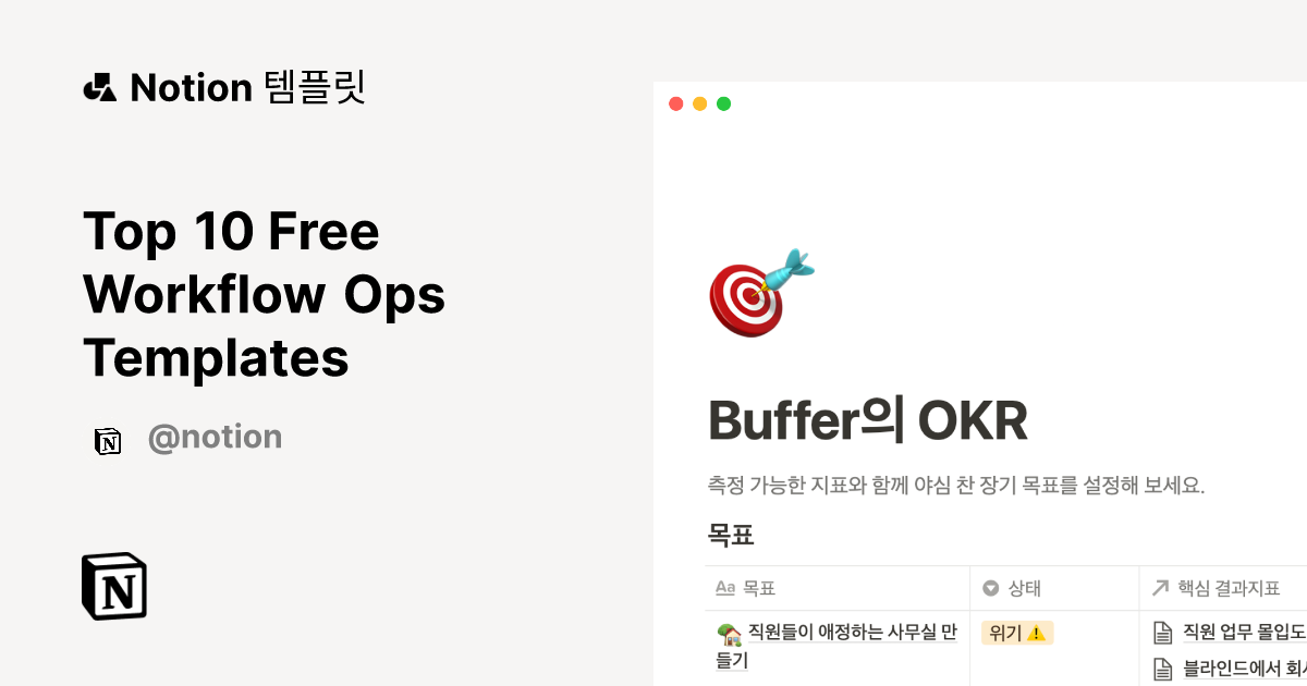 Top 10 Free Workflow Ops Templates | Notion (노션) 템플릿 마켓플레이스