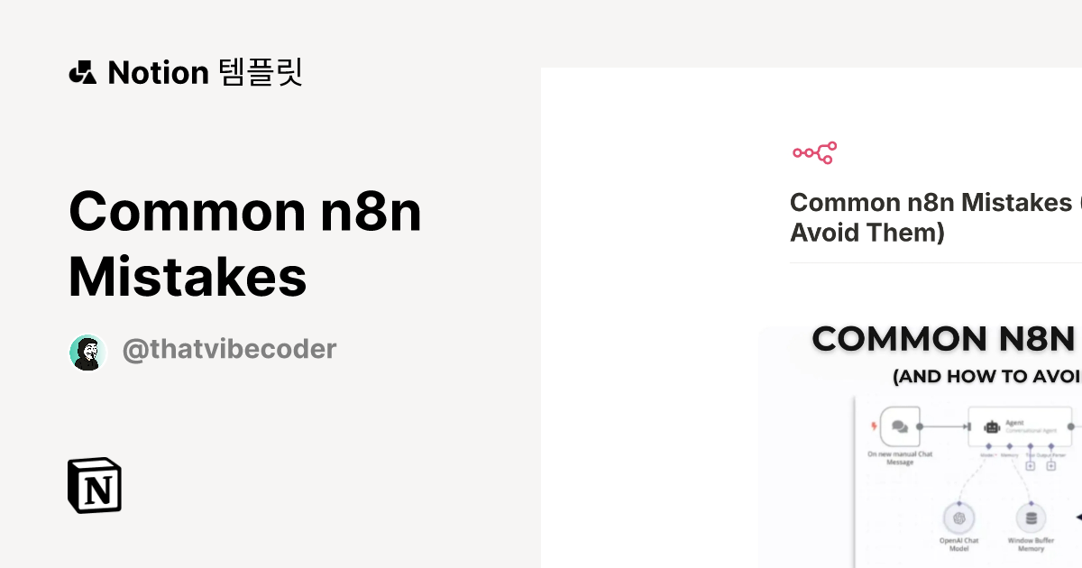 Common n8n Mistakes 템플릿 | Notion (노션) 마켓플레이스