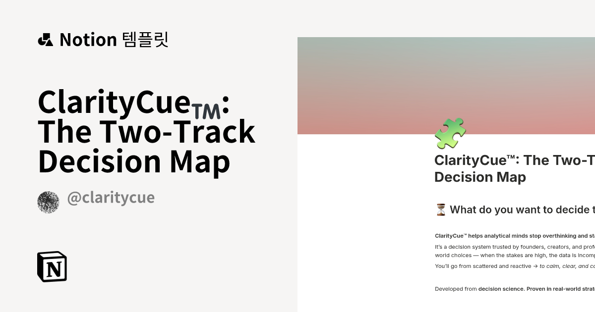 ClarityCue™: Problem and Decision Master Dashboard 템플릿 제작자 ClarityCue | Notion (노션) 마켓플레이스