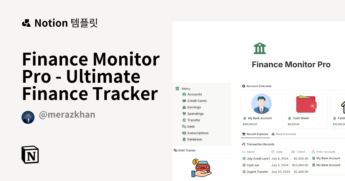 Finance Monitor Pro - Ultimate Finance Tracker 템플릿 제작자 Meraz Khan ...