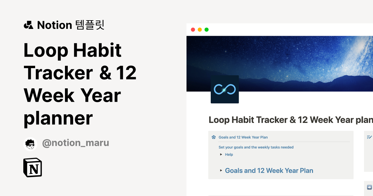Loop Habit Tracker & 12 Week Year planner 템플릿 | Notion (노션) 마켓플레이스