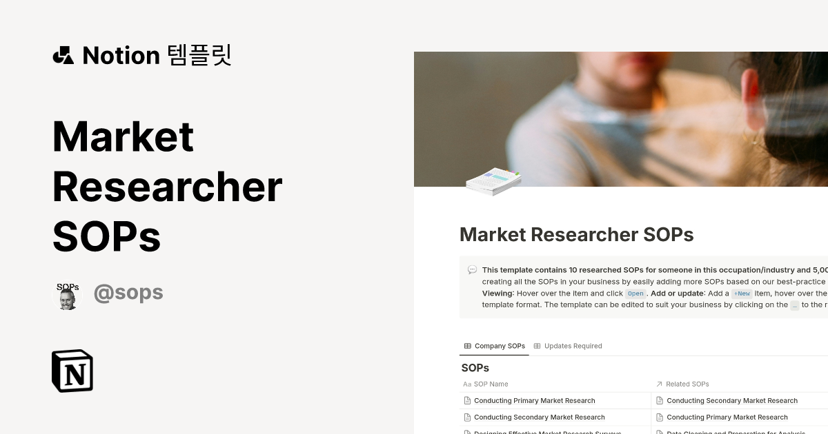 Market Researcher SOPs 템플릿 제작자 SOPs | Notion (노션) 마켓플레이스