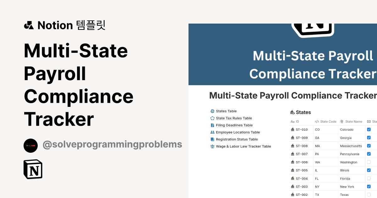 Multi-State Payroll Compliance Tracker 템플릿 제작자 Hams AI Tech | Notion ...