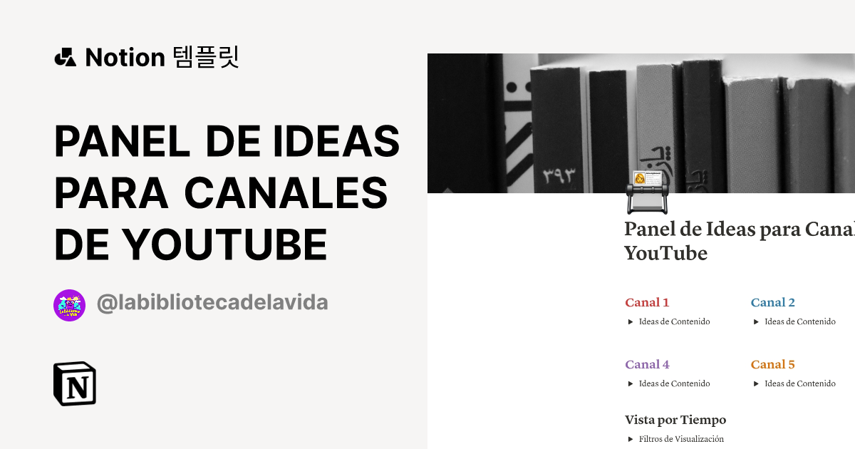 PANEL DE IDEAS PARA CANALES DE YOUTUBE 템플릿 제작자 La Biblioteca de la Vida ...