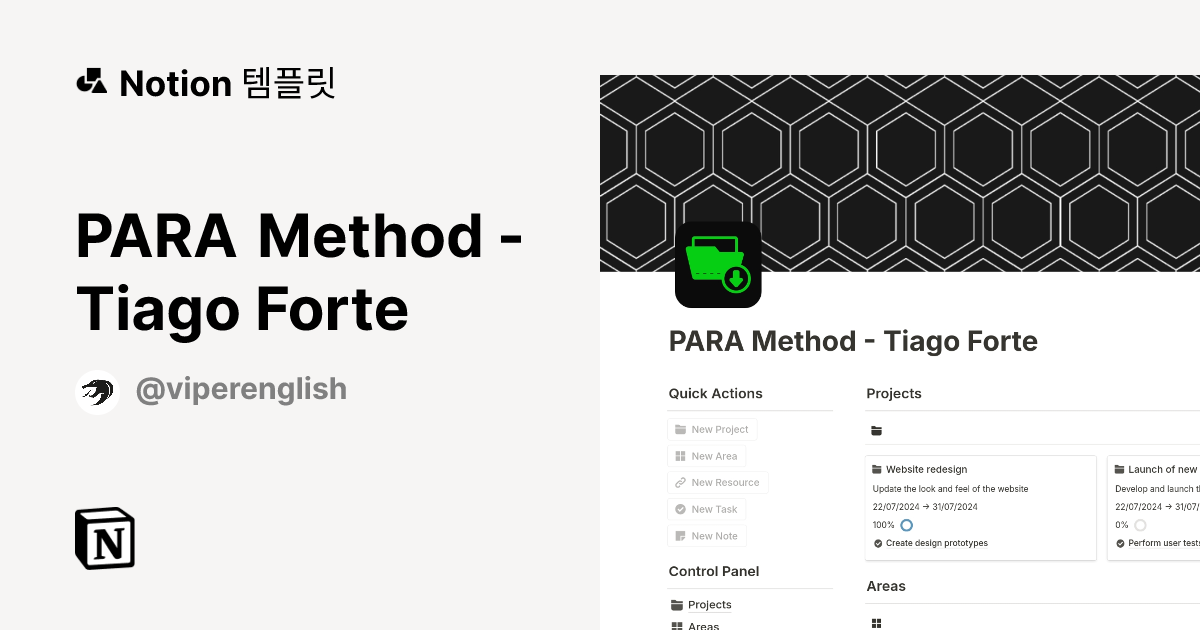PARA Method - Tiago Forte 템플릿 | Notion (노션) 마켓플레이스