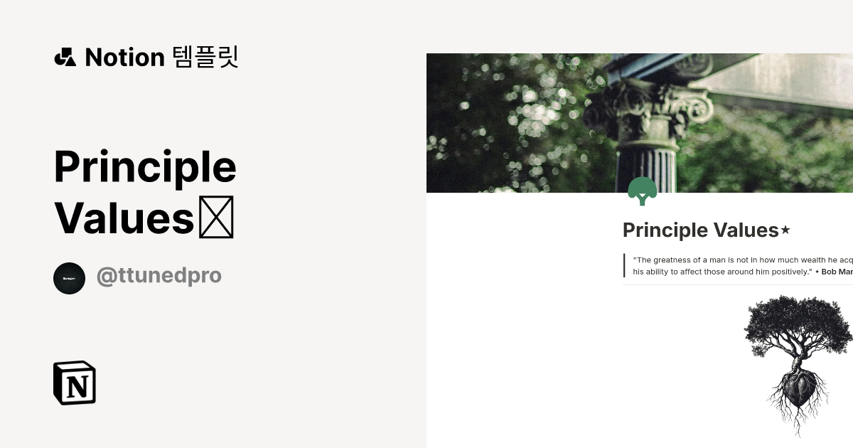 Principle Values⋆ 템플릿 제작자 ttunedpro⋆ | Notion (노션) 마켓플레이스