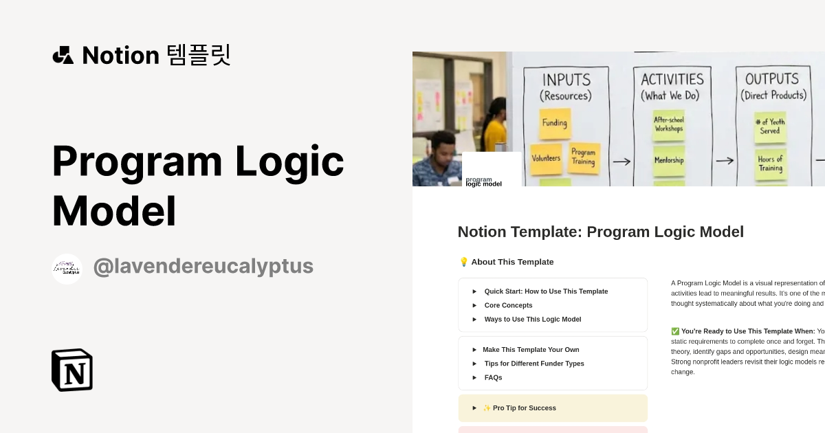 Program Logic Model 템플릿 | Notion (노션) 마켓플레이스