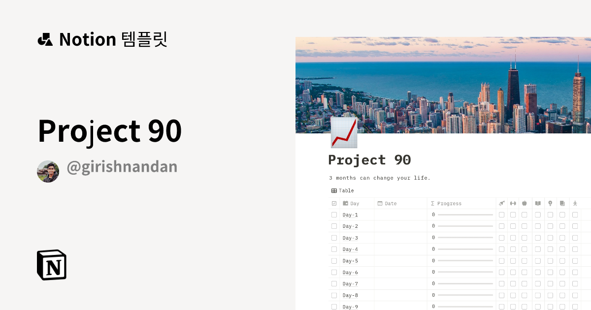 Project 90 템플릿 | Notion (노션) 마켓플레이스