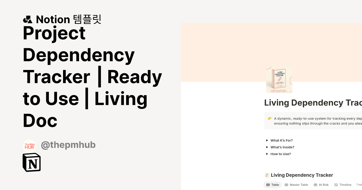 Project Dependency Tracker Ready To Use Living Doc 템플릿 제작자 Pms Hub Notion 노션 마켓플레이스