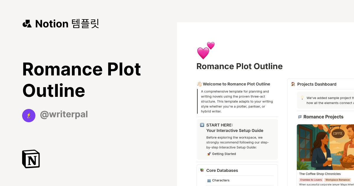 Romance Plot Outline 템플릿 제작자 writerpal | Notion (노션) 마켓플레이스