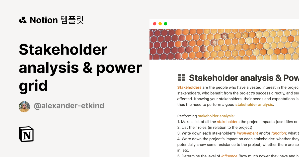 Stakeholder analysis & power grid 템플릿 | Notion (노션) 마켓플레이스